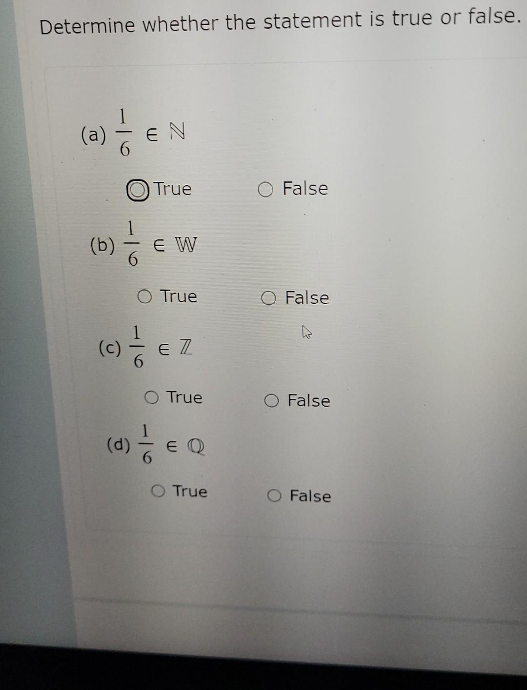 Solved Determine whether the statement is true or false. (a) | Chegg.com