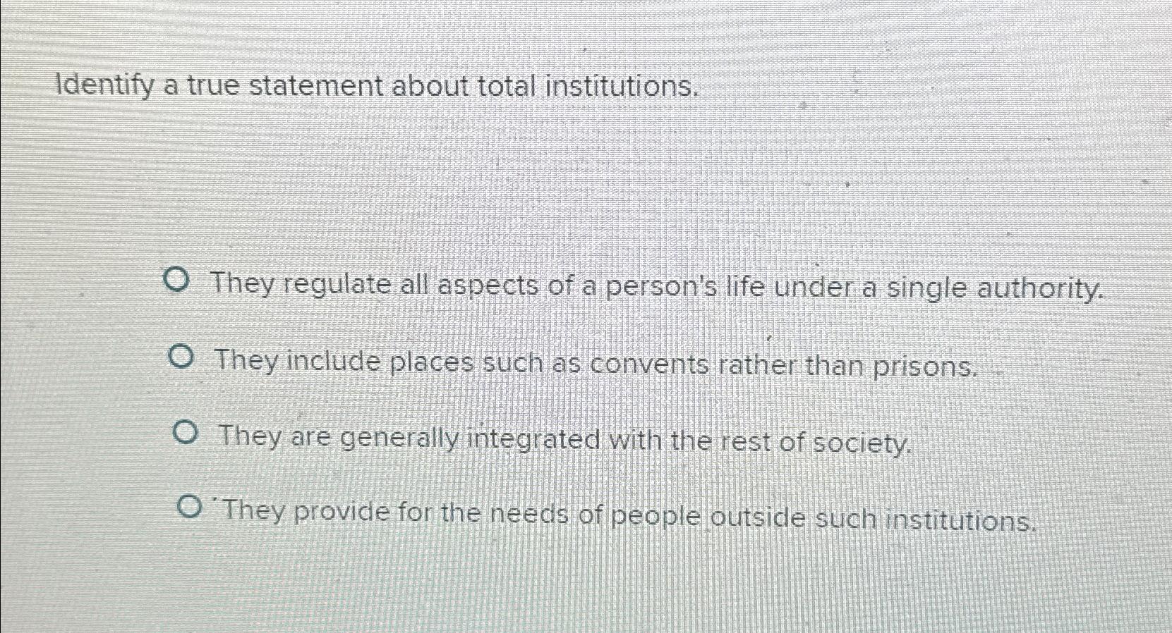 Solved Identify a true statement about total | Chegg.com