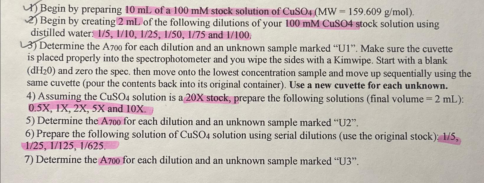 Solved Begin by preparing 10mL of a 100mM stock solution of | Chegg.com