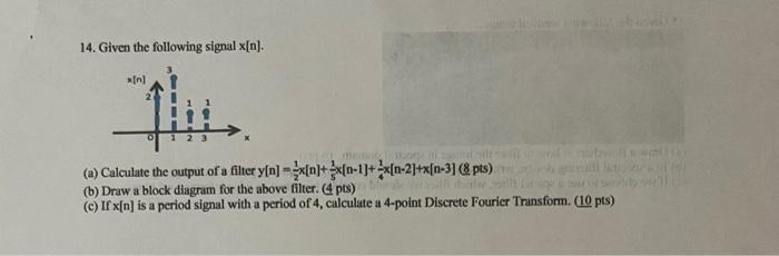 Solved 14. Given the following signal x[n]. (a) Calculate | Chegg.com