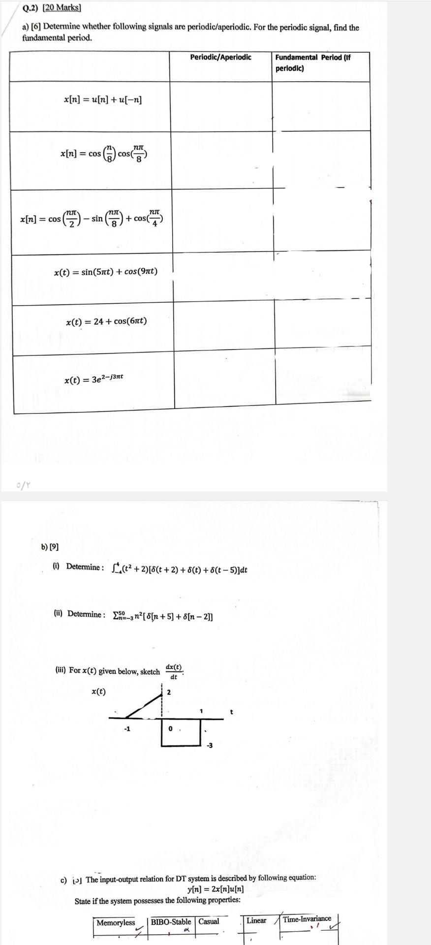 Solved Q.2) [20 Marks) a) [6] Determine whether following | Chegg.com