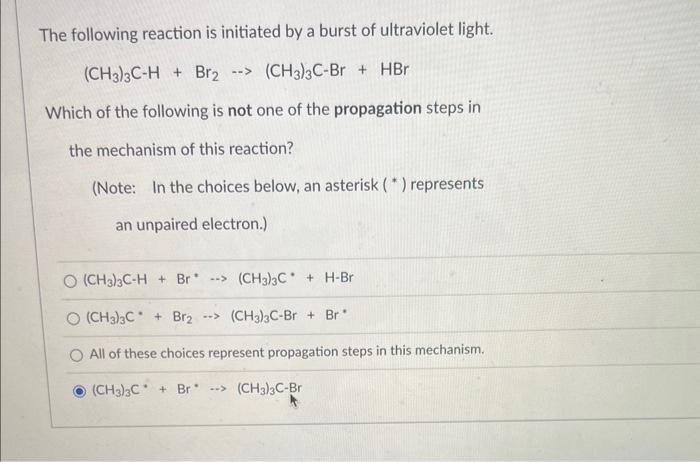 Solved The following reaction is initiated by a burst of | Chegg.com