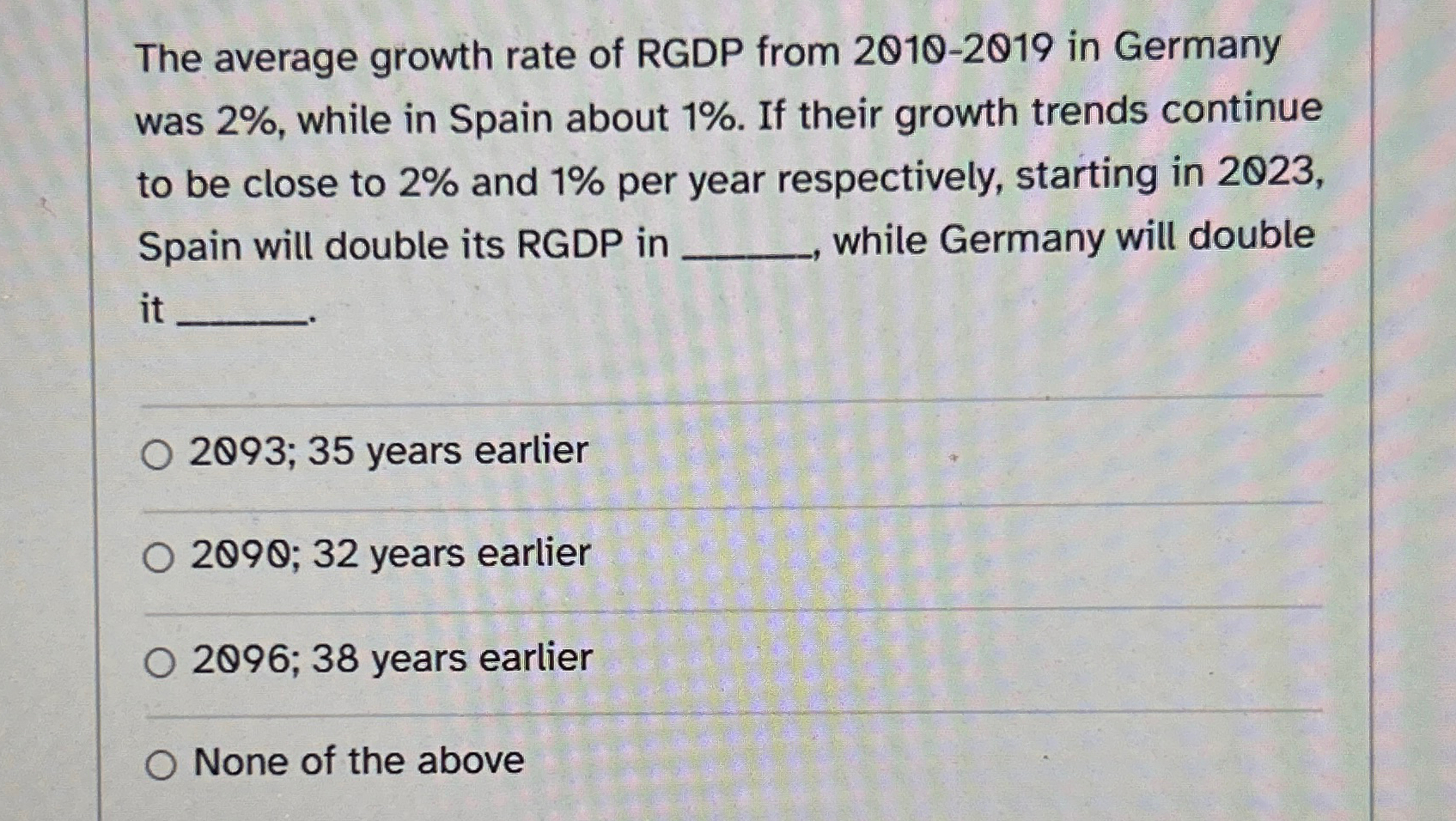 Solved The average growth rate of RGDP from 2010-2019 ﻿in | Chegg.com