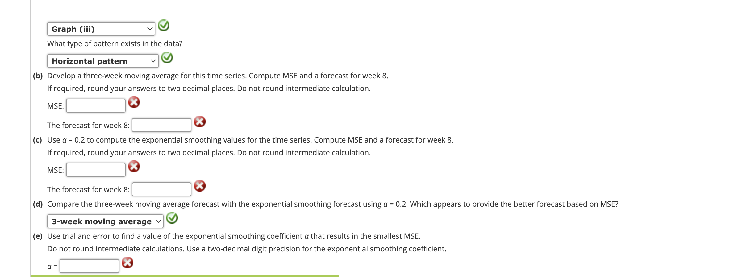 Solved Week 1 value 24 week 2 value 13week 3 value