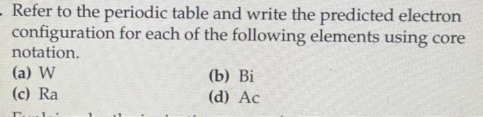 Solved Refer to the periodic table and write the predicted | Chegg.com