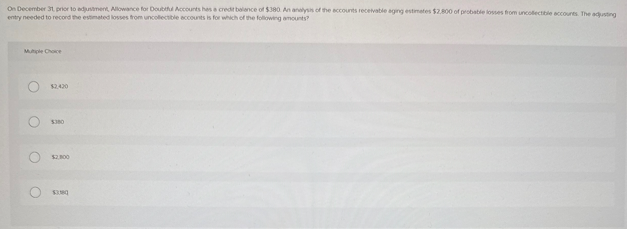 Solved On December 31, ﻿prior to adjustment, Allowance for | Chegg.com