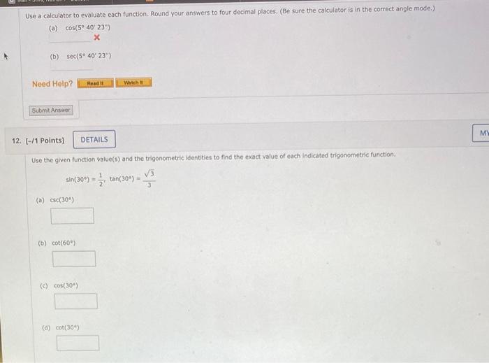 Solved Use a calculator to evaluate each function. Round | Chegg.com