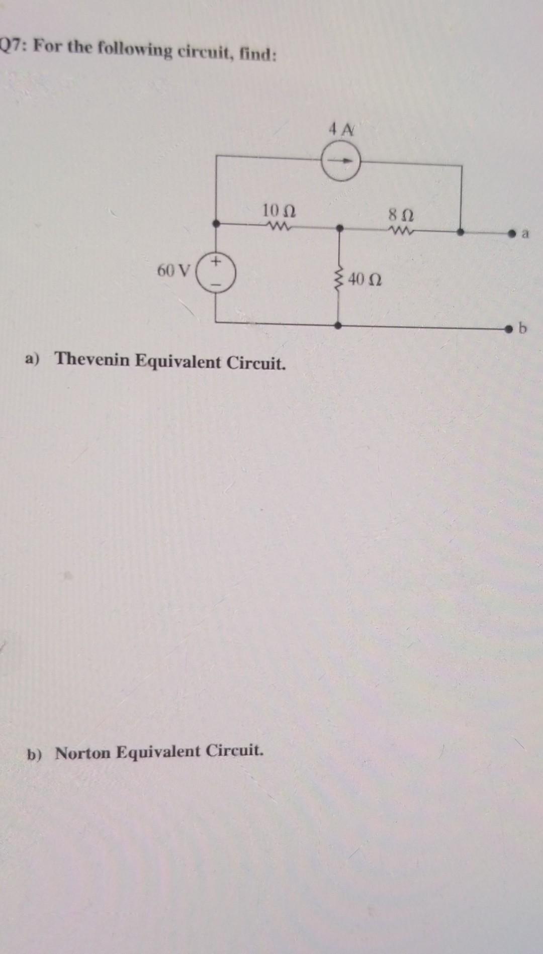 Solved 27: For the following circuit, find: a) Thevenin | Chegg.com