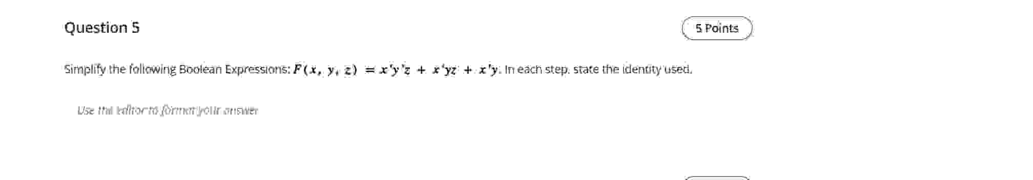 Solved Question 55 ﻿PointsSimplify the following Boolean | Chegg.com