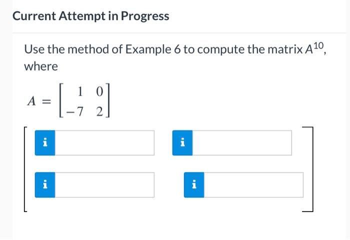 Solved Use the method of Example 6 to compute the matrix | Chegg.com