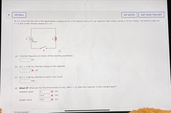 Solved An tC circuit like the one in the figure belew | Chegg.com