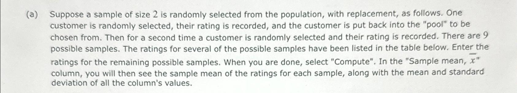 Solved (a) Suppose a sample of size 2 is randomly selected | Chegg.com