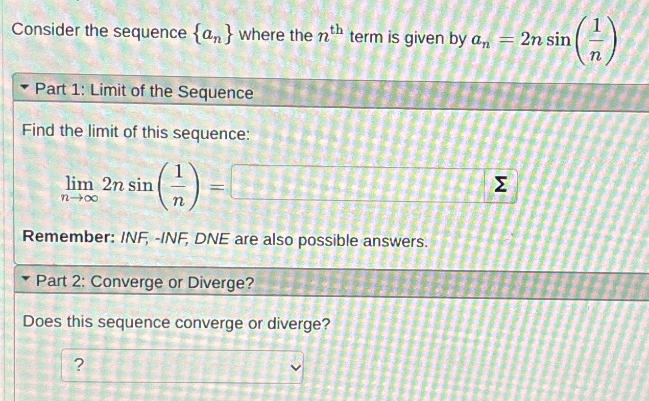 Solved Consider the sequence {an} ﻿where the nth ﻿term is | Chegg.com