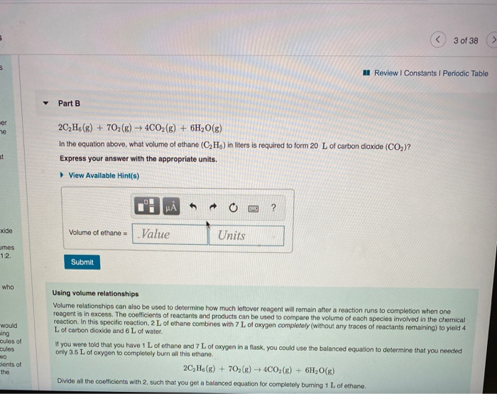 Solved 3 of 38 A Review | Constants Periodic Table Ethane | Chegg.com