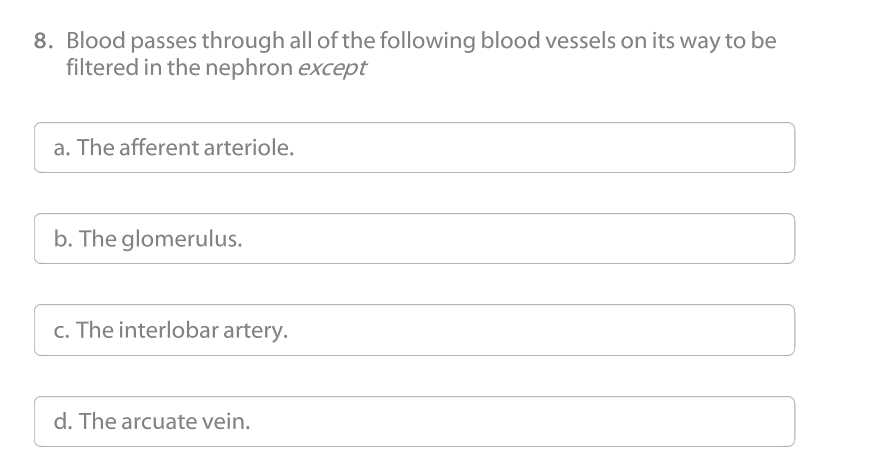 Solved Blood passes through all of the following blood | Chegg.com