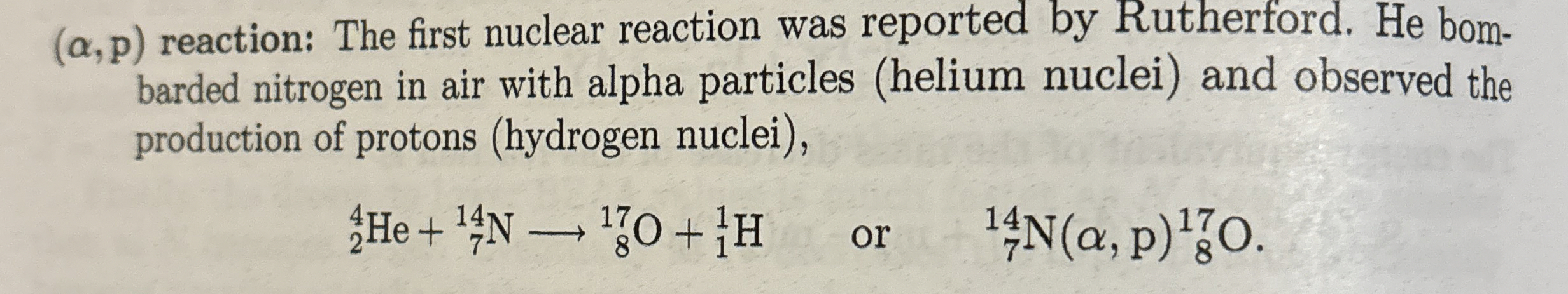 Solved (α,p) ﻿reaction: The first nuclear reaction was | Chegg.com