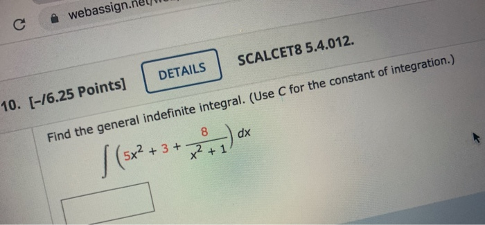 Solved webassign С SCALCET8 5.4.012. DETAILS 10. [-76.25 | Chegg.com