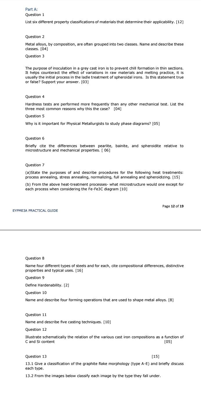 Solved Part A: Question 1 List six different property | Chegg.com
