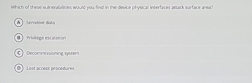 Solved Which of these vulnerabilities would you find in the | Chegg.com