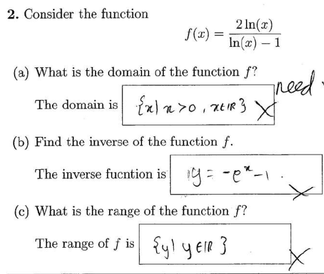 Solved 2. Consider the function f(x)=ln(x)−12ln(x) (a) What | Chegg.com