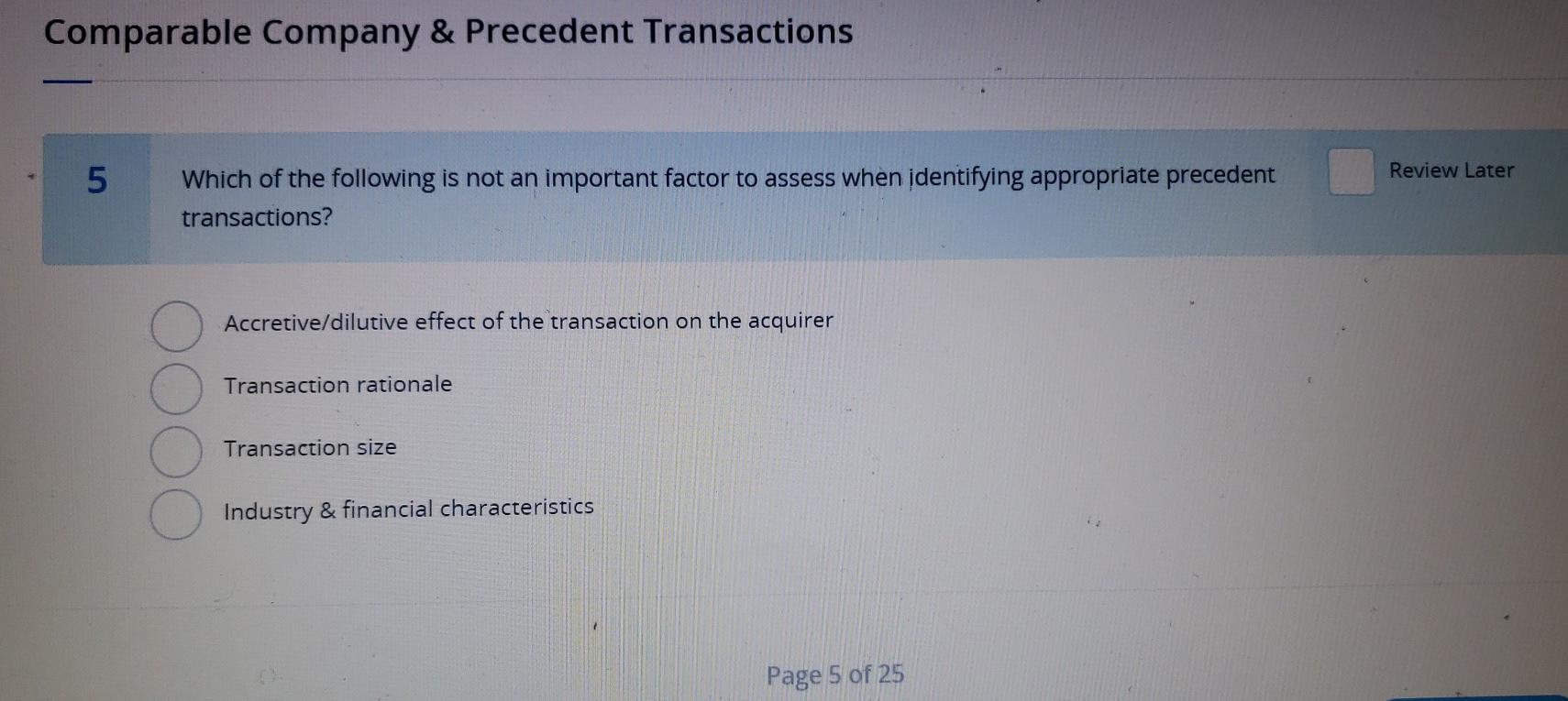 Solved Comparable Company & Precedent Transactions 5 Review | Chegg.com