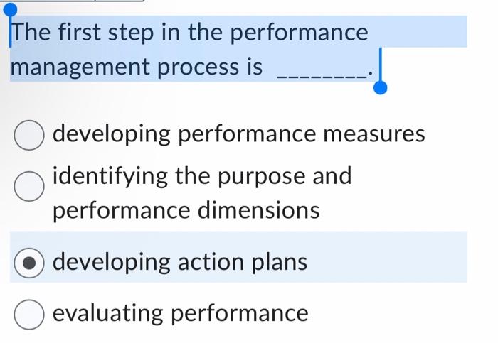 Solved he first step in the performance nanagement process | Chegg.com