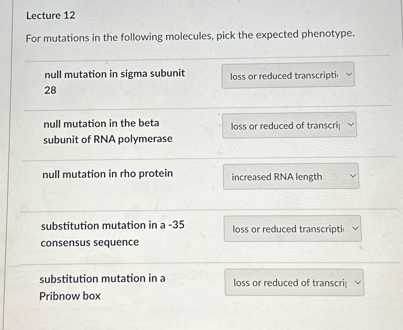 Solved Lecture 12For mutations in the following molecules, | Chegg.com