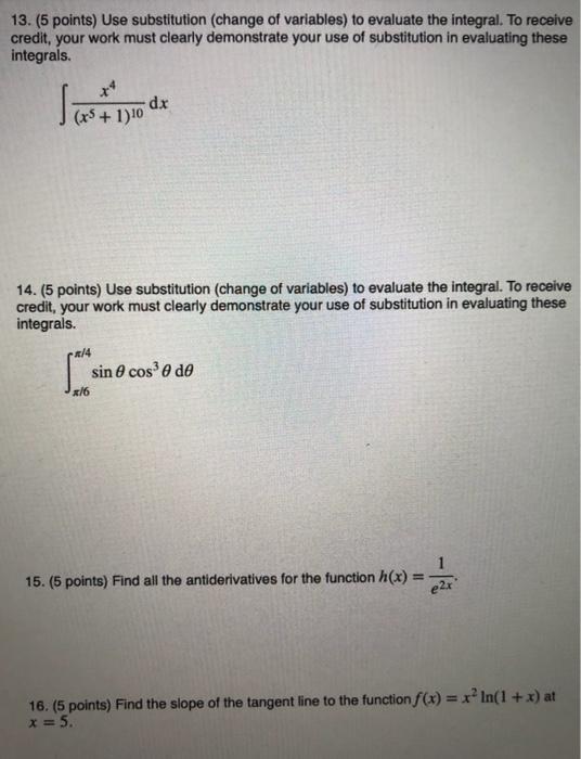 Solved 13. (5 points) Use substitution (change of variables) | Chegg.com