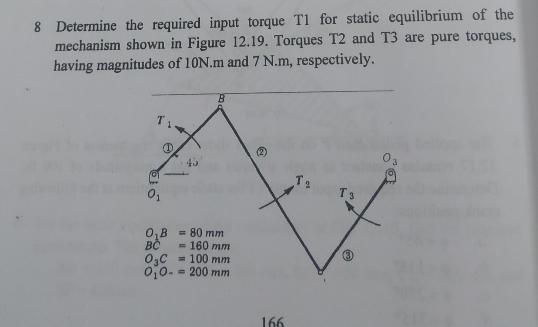 Solved 8 Determine the required input torque Ti for static | Chegg.com