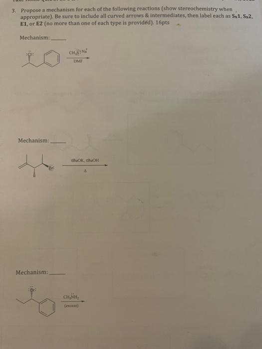 Solved 3. Propose a mechanism for each of the following | Chegg.com