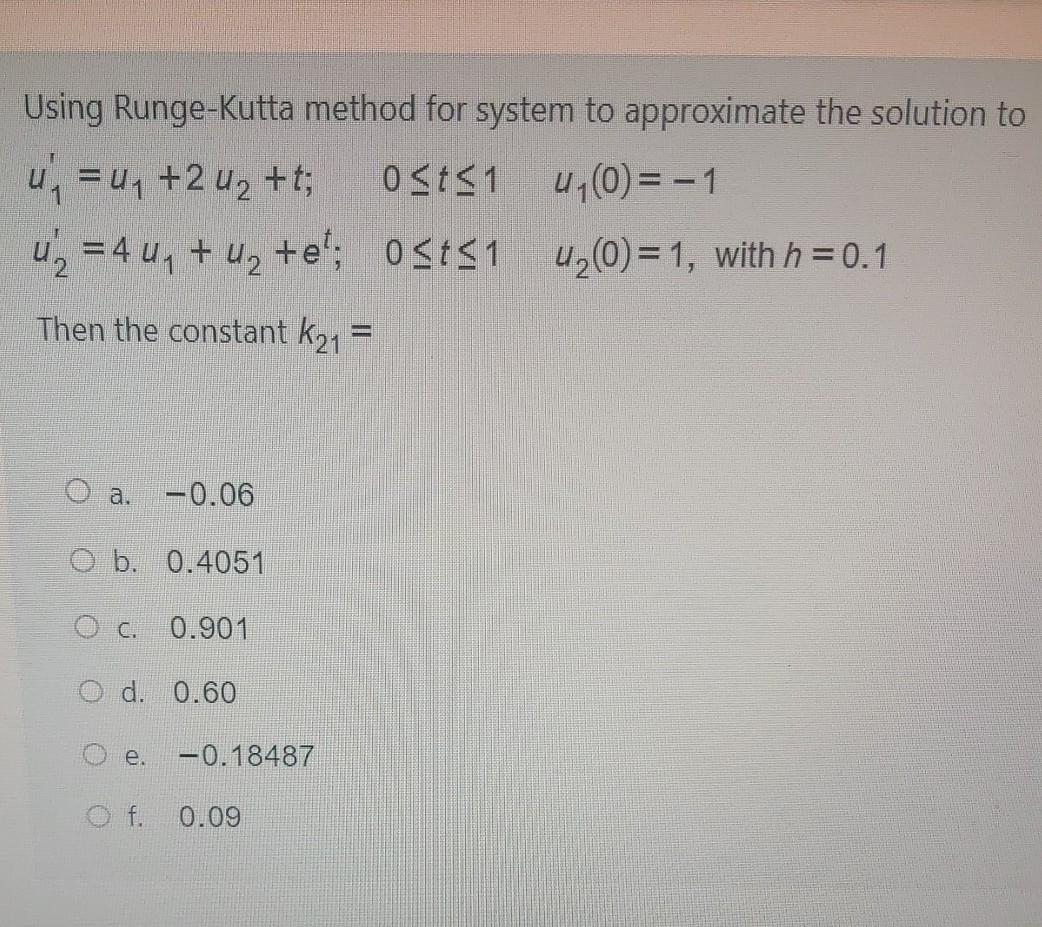 Solved Using Runge-Kutta method for system to approximate | Chegg.com