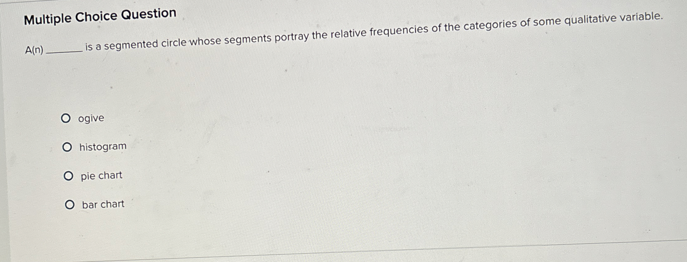 Solved Multiple Choice QuestionA(n), ﻿is a segmented circle | Chegg.com