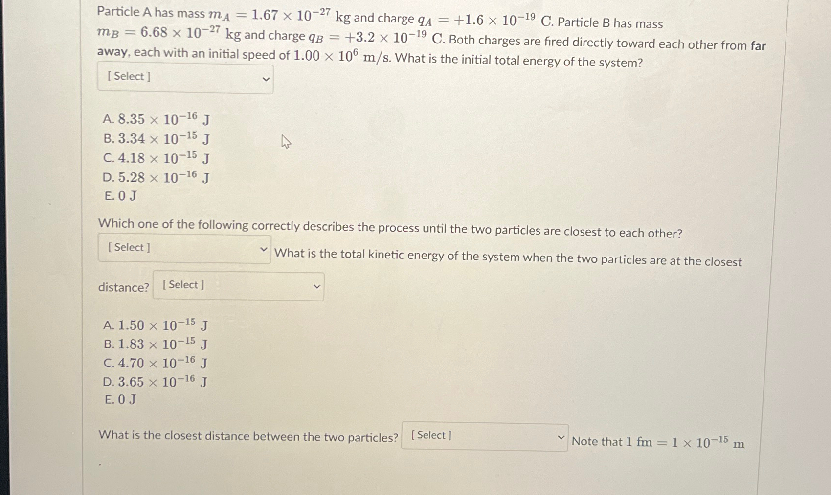 Solved Particle A has mass mA=1.67×10-27kg ﻿and charge | Chegg.com