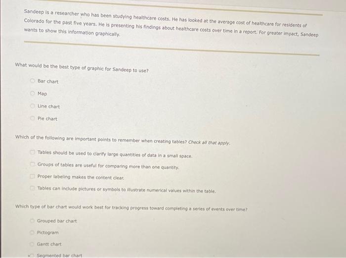 Solved When presenting data graphically, you can choose from | Chegg.com