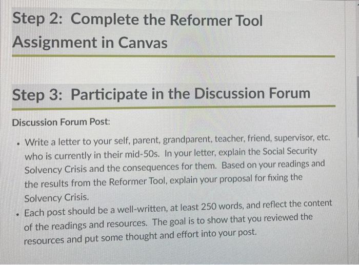 Solved Step 2: Complete the Reformer Tool Assignment in | Chegg.com