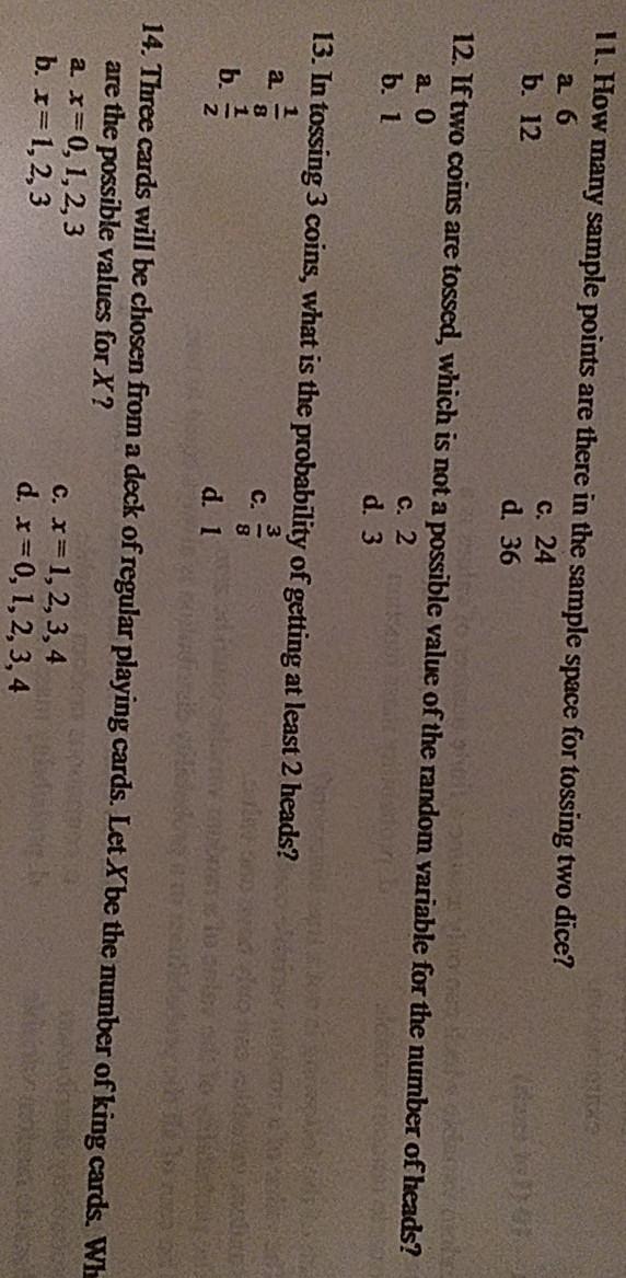 Solved 11. How many sample points are there in the sample | Chegg.com