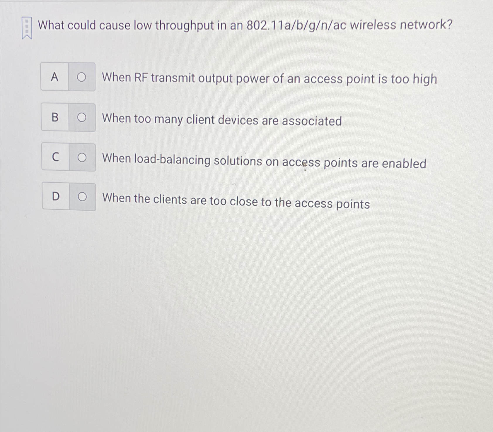 Solved What could cause low throughput in an 802.11ab??gn?? | Chegg.com