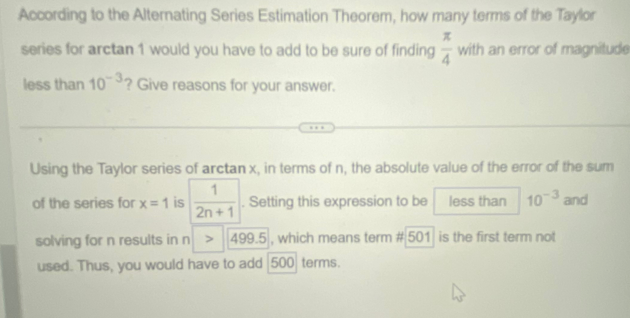 Solved According to the Alternating Series Estimation | Chegg.com
