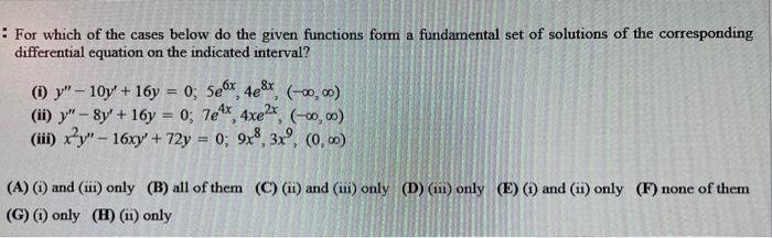 Solved For which of the cases below do the given functions | Chegg.com