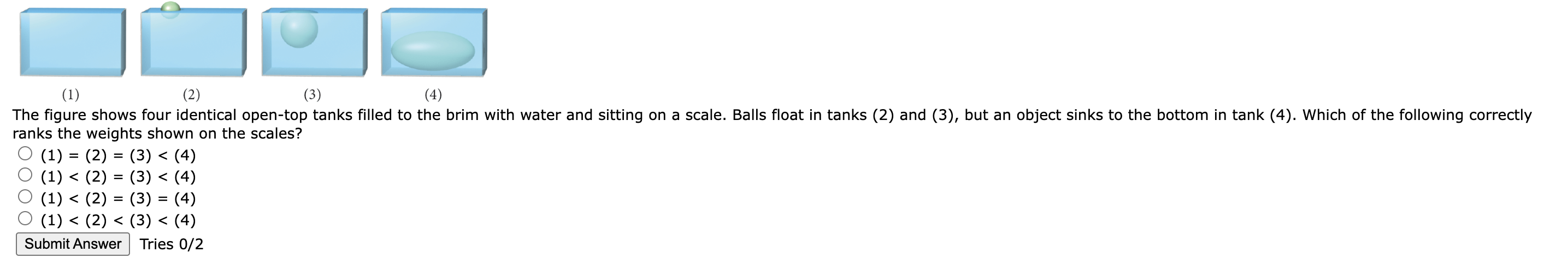 Solved The figure shows four identical open-top tanks filled | Chegg.com