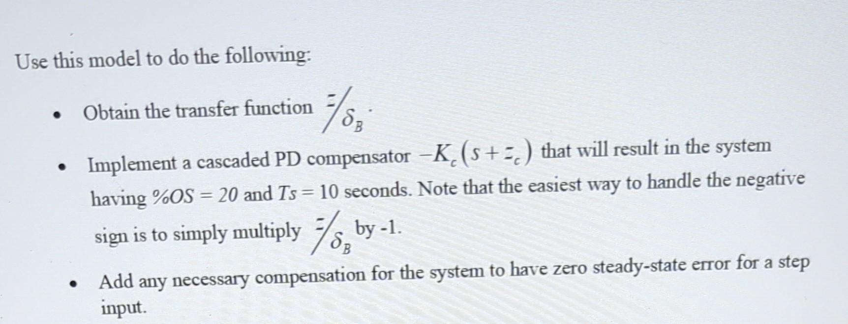 Solved In this problem you will design an autopilot for the | Chegg.com