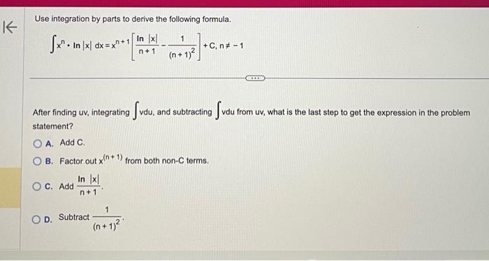 Solved Use integration by parts to derive the following | Chegg.com