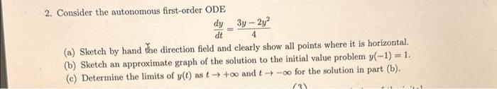 Solved 2. Consider the autonomous first-order ODE | Chegg.com