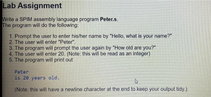 Solved Lab Assignment Write a SPIM assembly language program | Chegg.com Solved Lab Assignment Write a SPIM assembly language program | Chegg.com