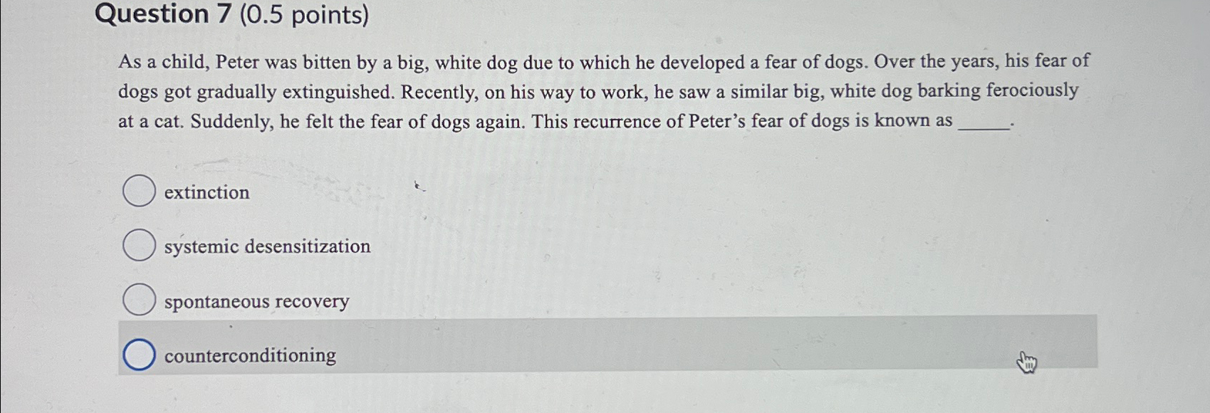 Solved Question 7 (0.5 ﻿points)As a child, Peter was bitten | Chegg.com