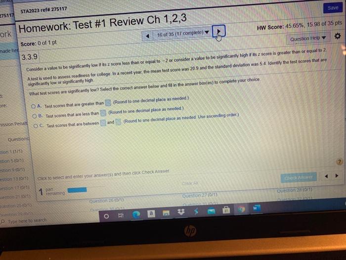 Solved Save STA2023 ref# 275117 275117 Homework: Test #1 | Chegg.com Solved Save STA2023 ref# 275117 275117 Homework: Test #1 | Chegg.com