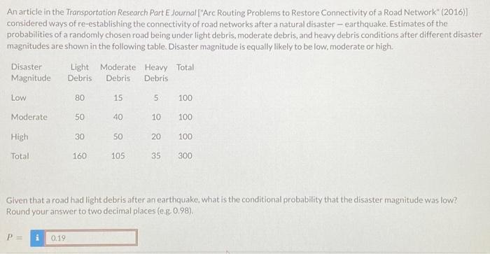 Solved An article in the Transportation Research Part E | Chegg.com