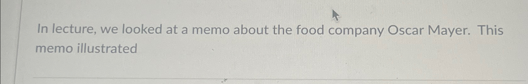 Solved In lecture, we looked at a memo about the food | Chegg.com
