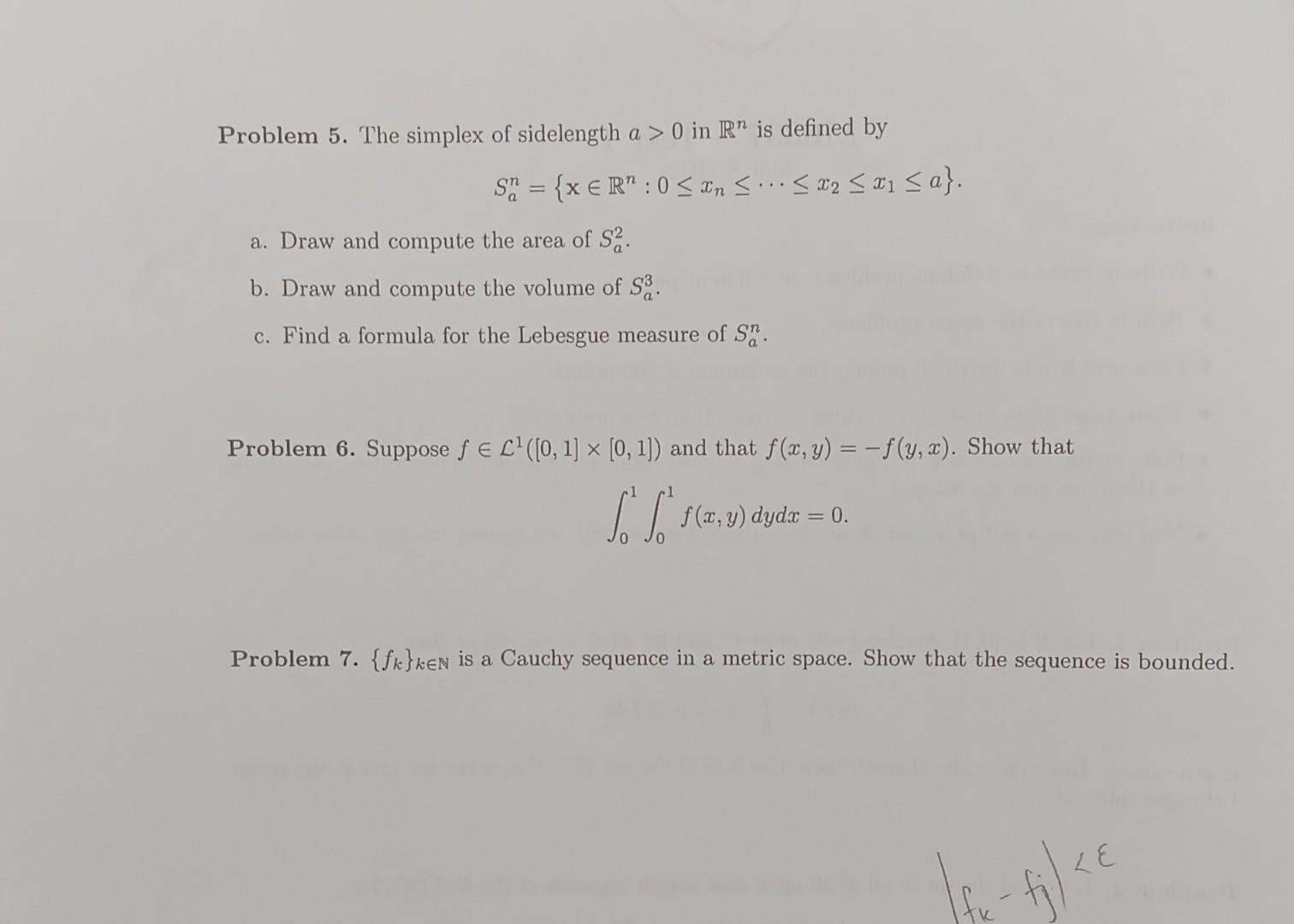 Solved Problem 5. The simplex of sidelength a>0 in Rn is | Chegg.com