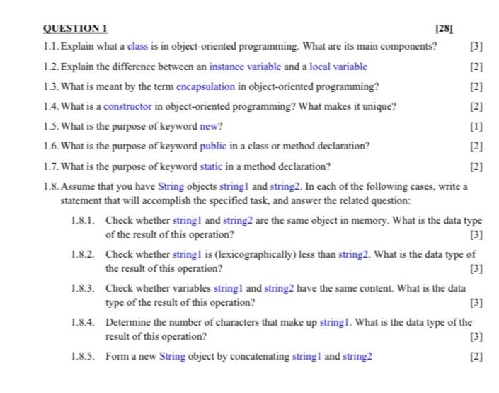 Solved QUESTION 1[28]1.1. ﻿Explain what a class is in | Chegg.com